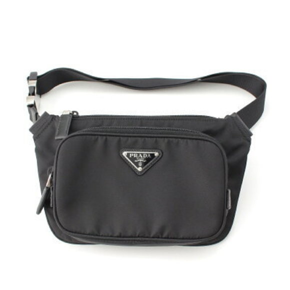 Prada | Bags | Prada Triangle Logo Renylon Saffiano Waist Bag Black ...